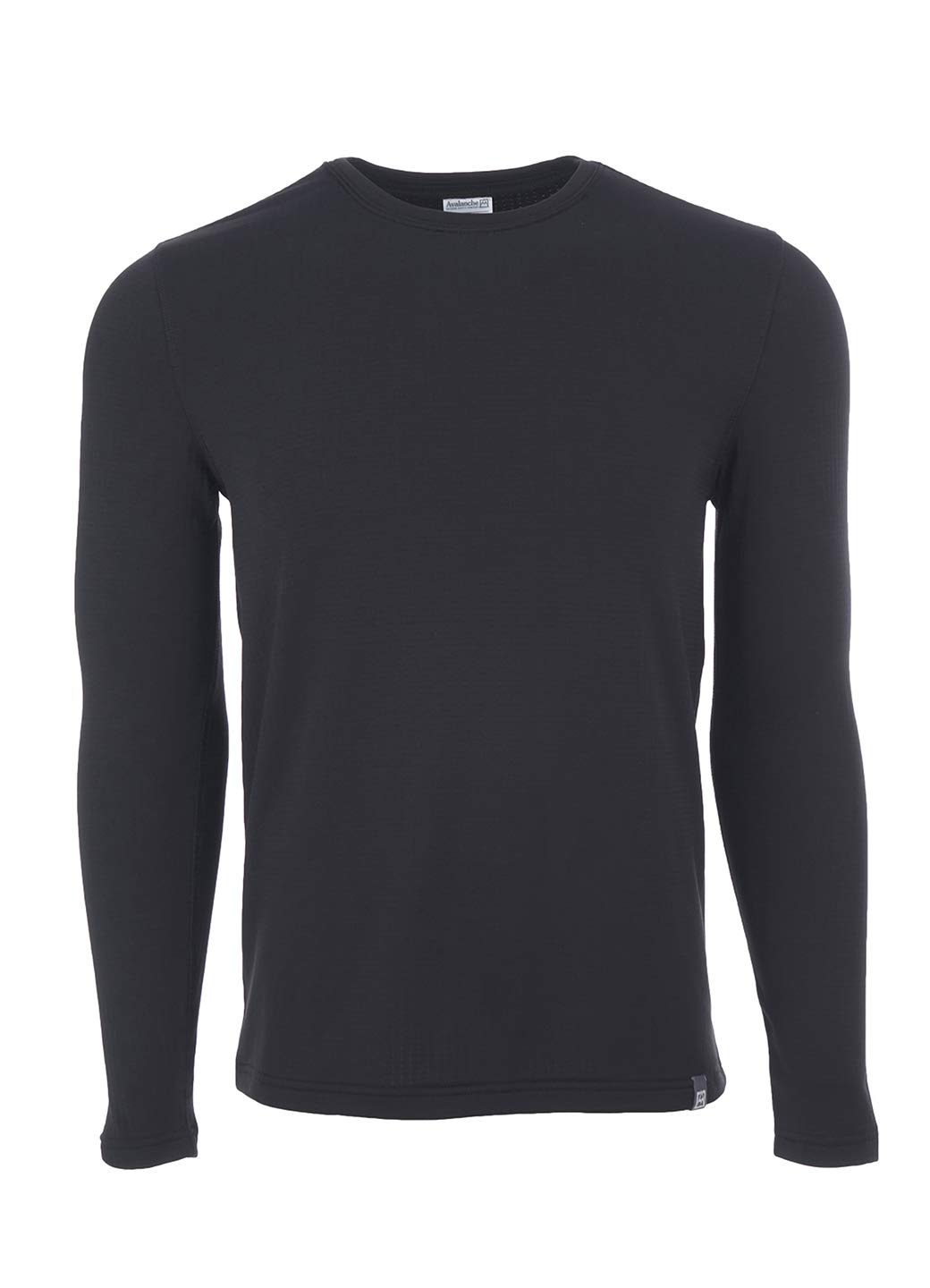 Avalanche Men's Moisture Wicking Crewneck Grid Fleece Long Sleeve Base Layer Top Black L