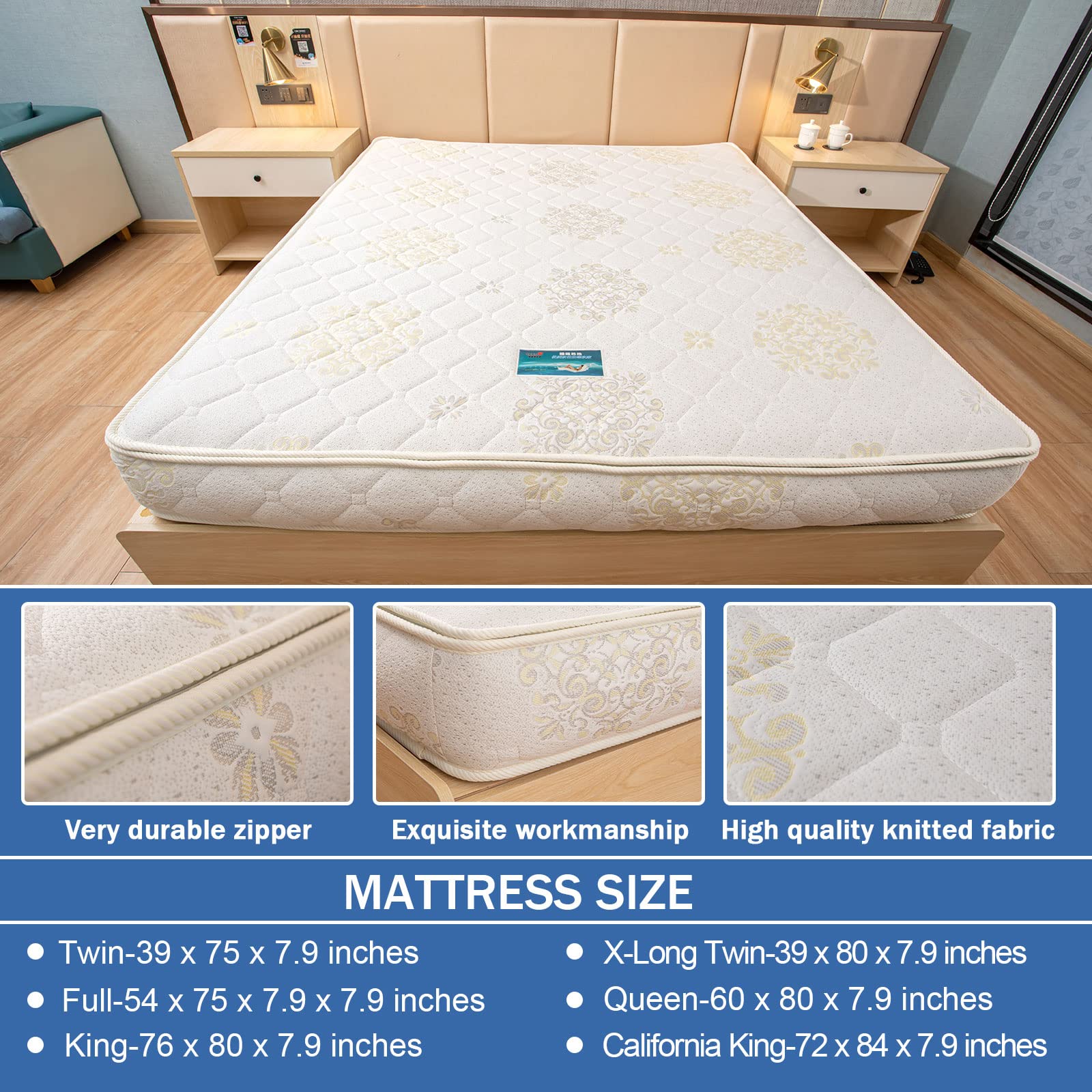 Waterbed Free Flow Full Wave Mattress - Softside Water Bed Mattress Heater Thermostat Waterbed Set Easy to Use Suitable for Home (King, Free Flow Full Wave)
