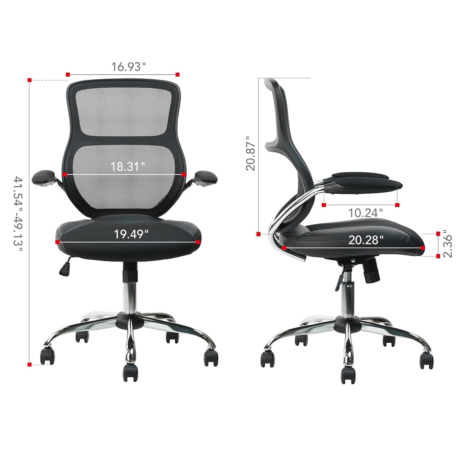 CLATINA Office Computer Desk Chair,Ergonomic High Back Mesh Rolling Work Swivel Task Chairs with Wheels and Arms for Home Bedroom Study Dorm Student Adults (Black) Set of 4