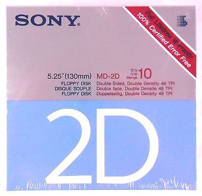Sony MD-2D 5.25" Floppy Disk Double Density 25 Quantity