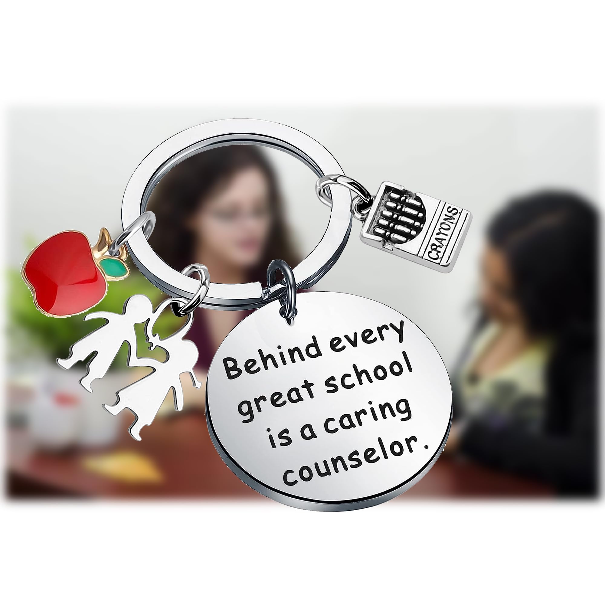BAUNA School Counselor Keychain Counselor Gifts Behind Every Great School Is A Caring Counselor Gift for Principal Consultant (School Counselor Keychain)