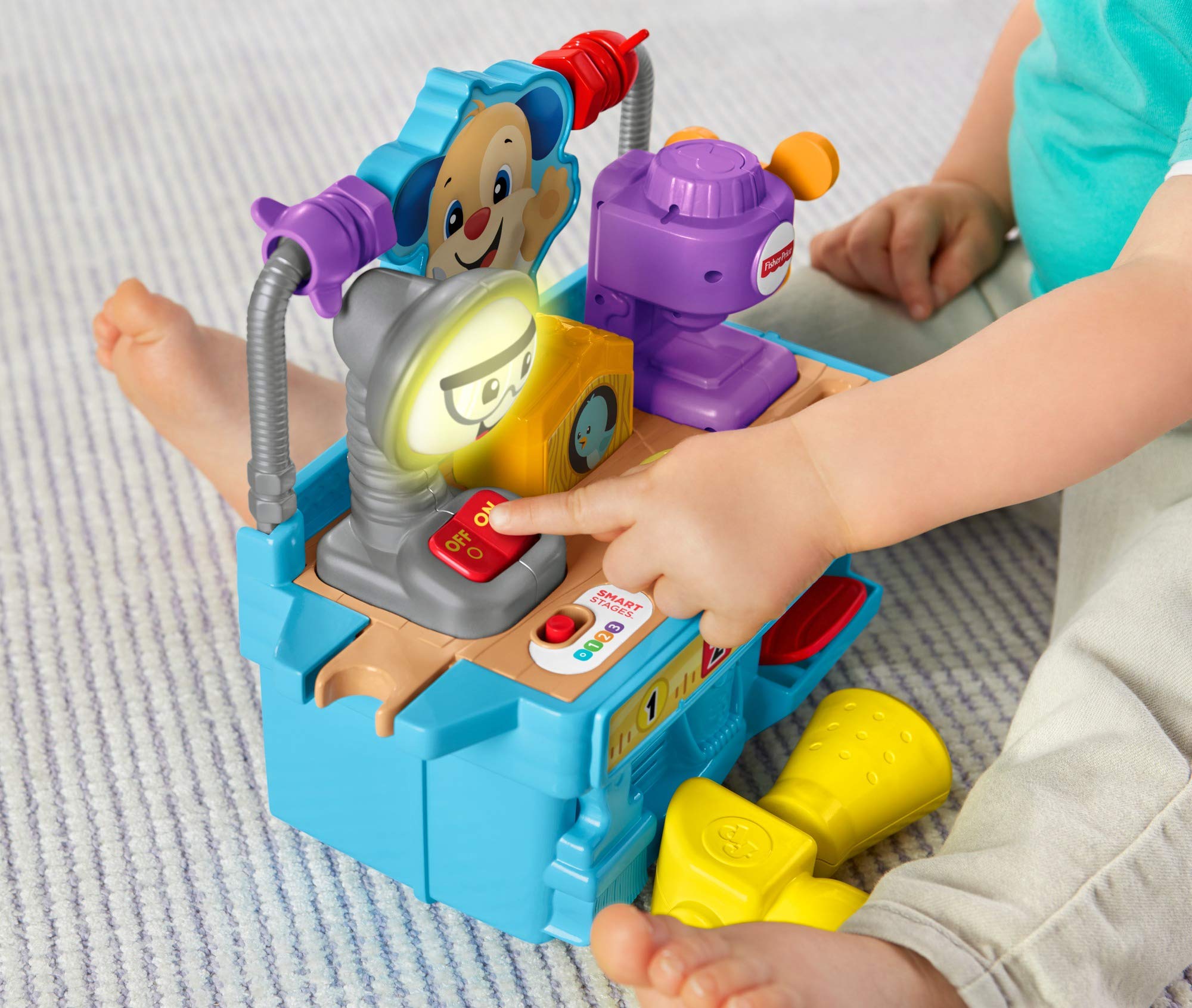 Fisher-Price Baby & Toddler Toy Laugh & Learn Busy Learning Tool Bench Construction Activity for Pretend Play Infants Ages 6+ Months