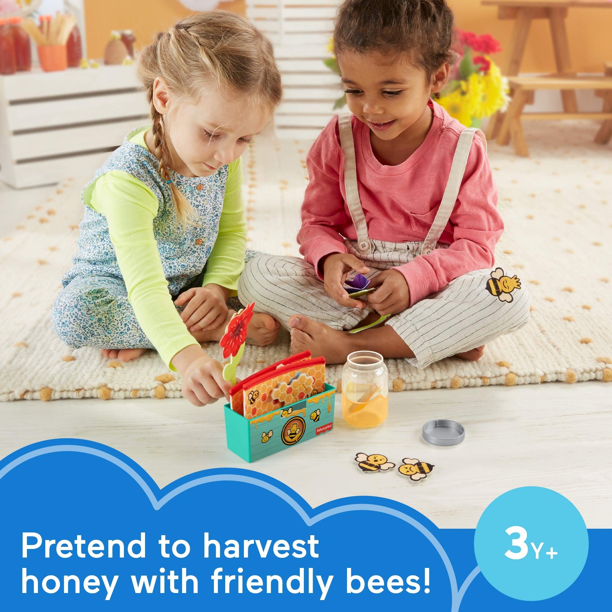 Fisher-Price Backyard Beekeeper, 13-piece pretend beehive play set for preschool kids ages 3 years and up