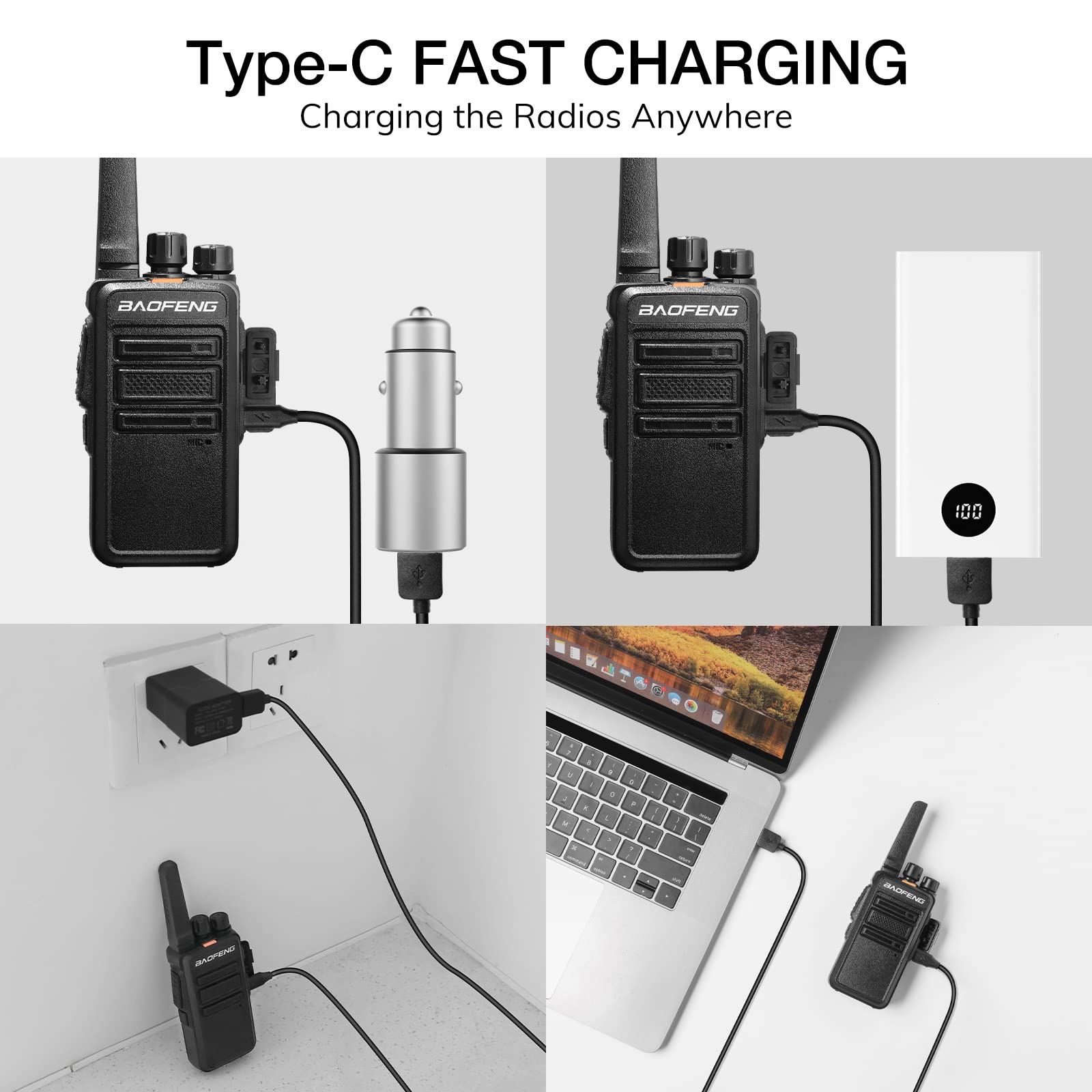 BAOFENG GT-68 Walkie Talkies for Adults, Long Range Two Way Radios, 1500mAh Battery with USB Charging, Portable Rechargeable Walky Talky, for Road Trip Hiking Family (4 Pack)