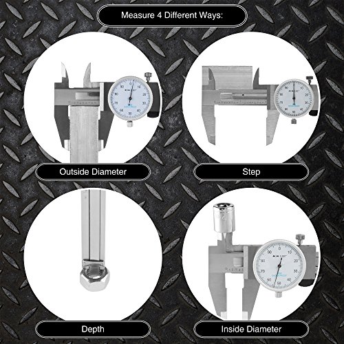 Dial Caliper- Stainless Steel and Shock Proof Tool With Plastic Carry Case, 0- 6 Inch Measuring Range For Accurate Measurements by Stalwart