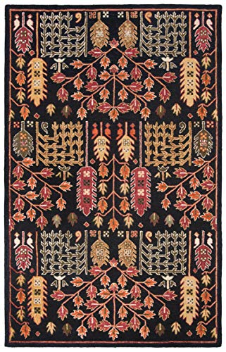 SAFAVIEH Aspen Collection Accent Rug - 2' x 3', Black & Red, Handmade Boho Wool, Ideal for High Traffic Areas in Entryway, Living Room, Bedroom (APN522Z)