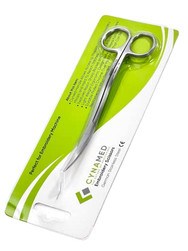 Cyanmed 1 Ea Premium 6 Inch Bent Handle Curved Embroidery Scissors-Perfect for Machine Embroidery Stainless Steel Light weight