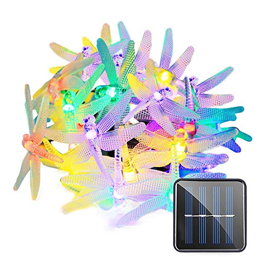 Venhoy String Lights Solar 30LEDdragonfly Shape Colored String Lights, Fairy String Lights, Star String Lights, Garden, Patio, Home, Wedding, Party, Christmas