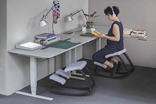 Varier Variable Balans Original Kneeling Chair Designed by Peter Opsvik (Dark Blue Revive Fabric with Natural Ash Base)