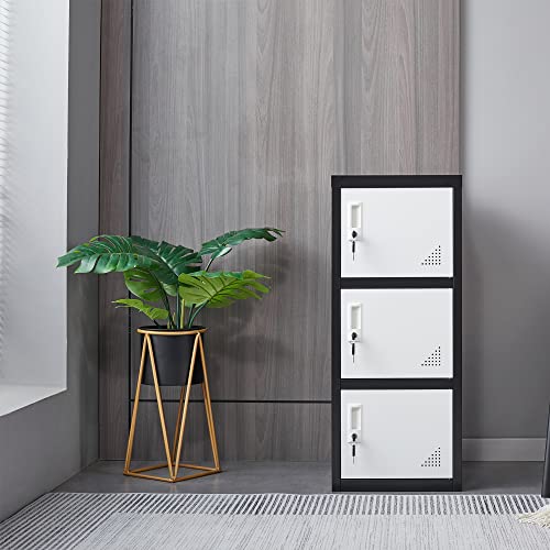 VASAAOSD Lockable Metal Lockers, Steel Office Storage with 3 Doors and Keys, and Metal Storage Cabinets for Schools, Gyms, Homes and Offices Staff Lockers (Locker-1)