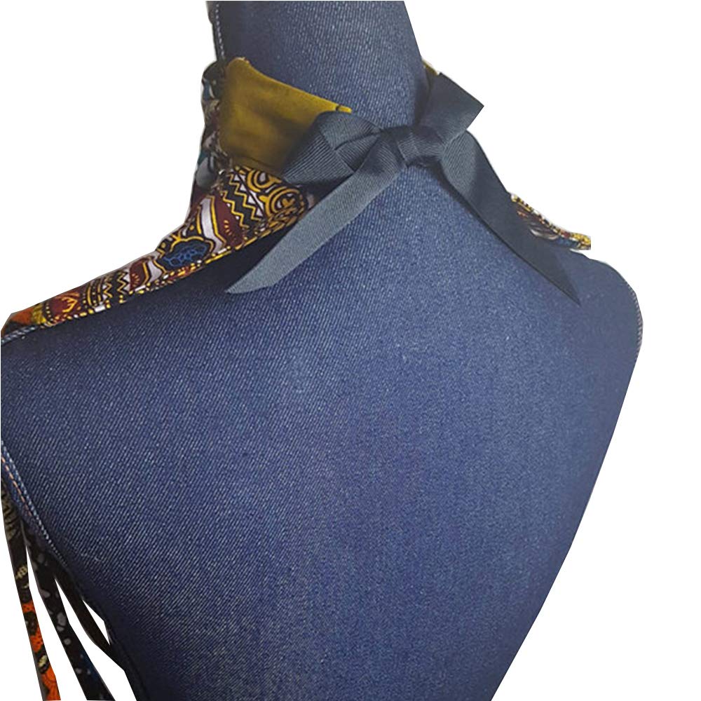 BAZINRICHE Women's Handmade Necklaces Ankara Kente Necklace Long Multi Strand African Wax Collar