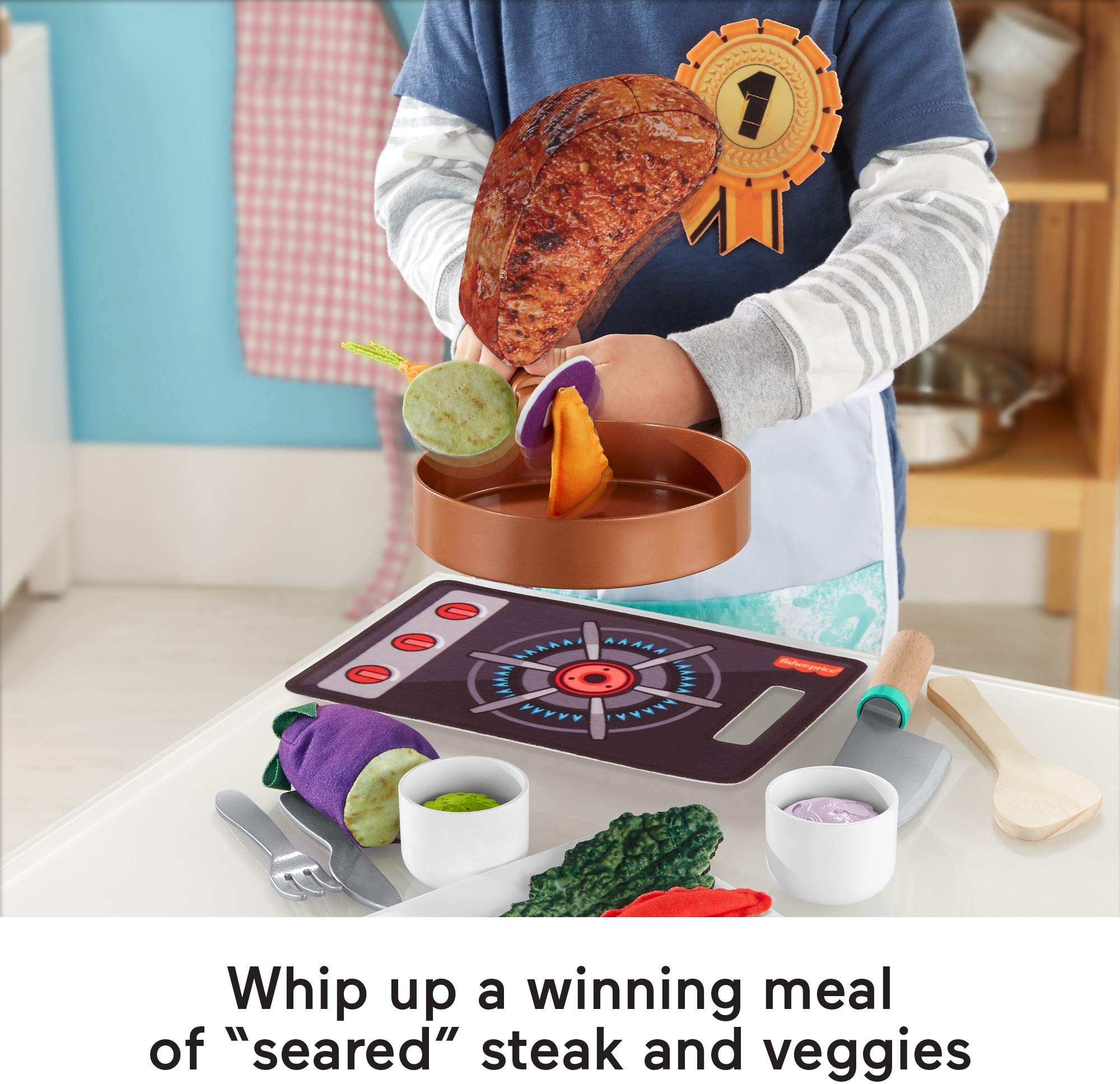 Fisher-Price Head Chef Set, pretend kitchen cooking play set for preschool kids ages 3 years and up