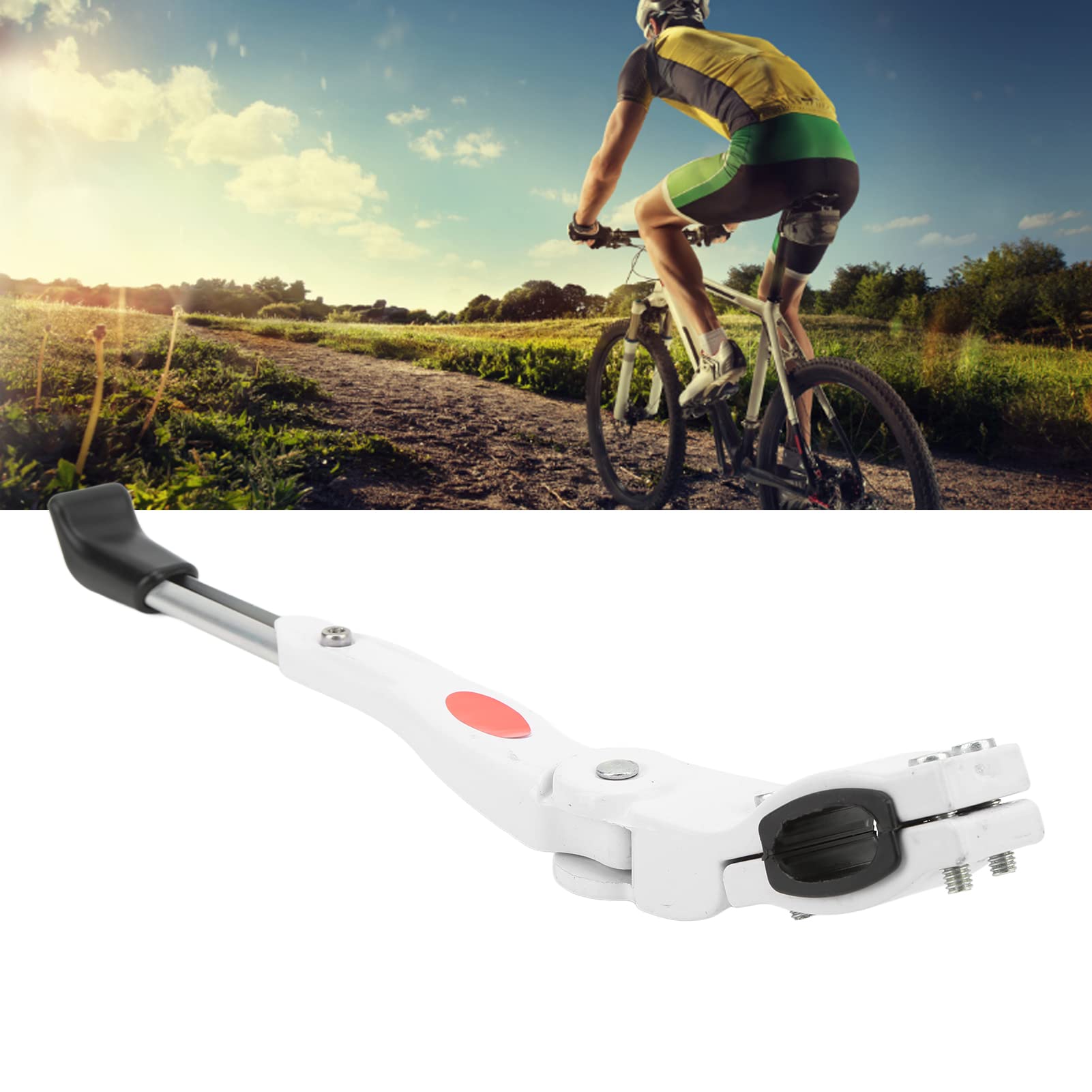 Bicycle Side Support, Bike Kickstand Improve Security Waterproof Anti Slip Design for Mountain Bike for Racing Car White