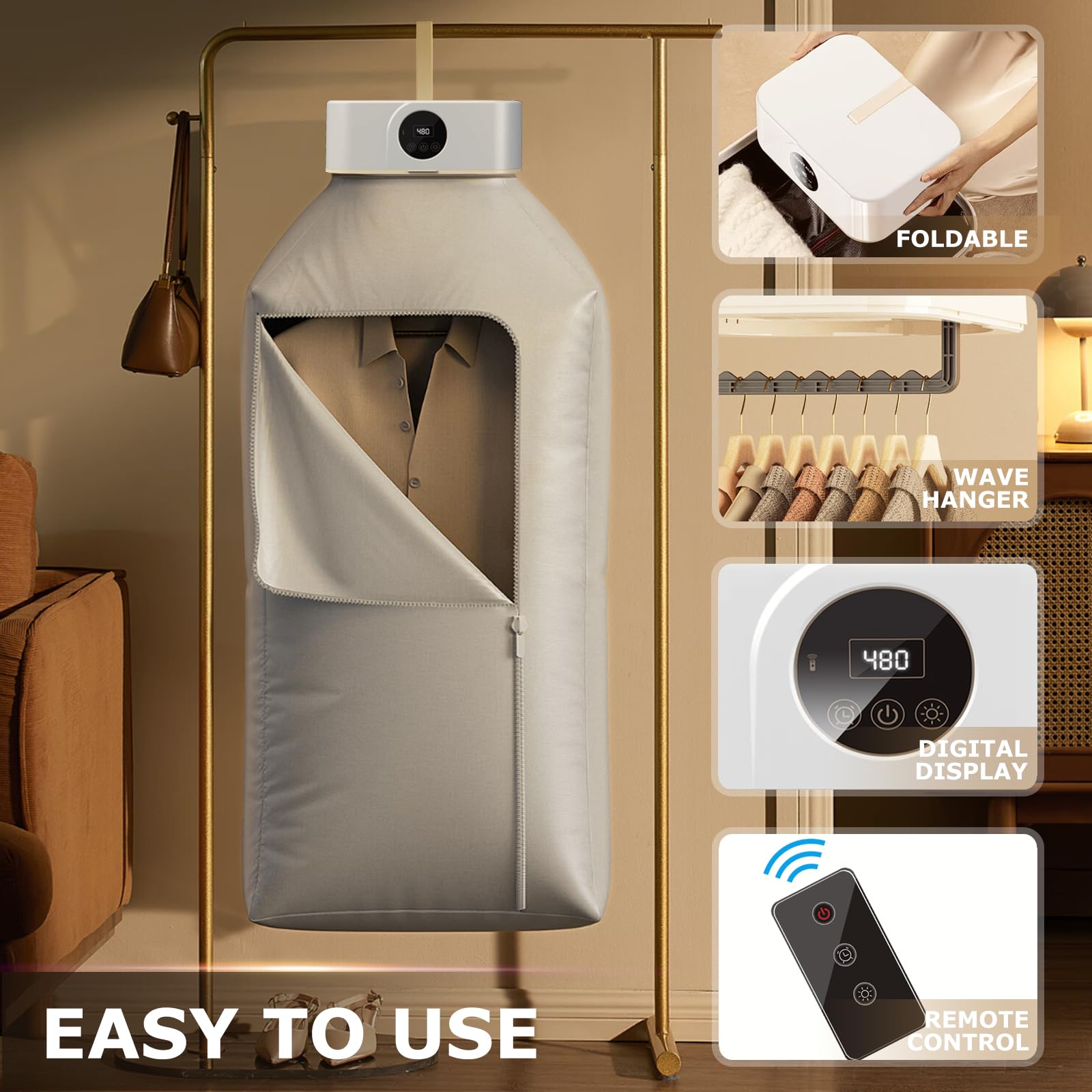 Ljusved Portable Clothes Dryer - Mini Portable Dryer Machine for Laundry Apartments and Travelling, Hotel Room