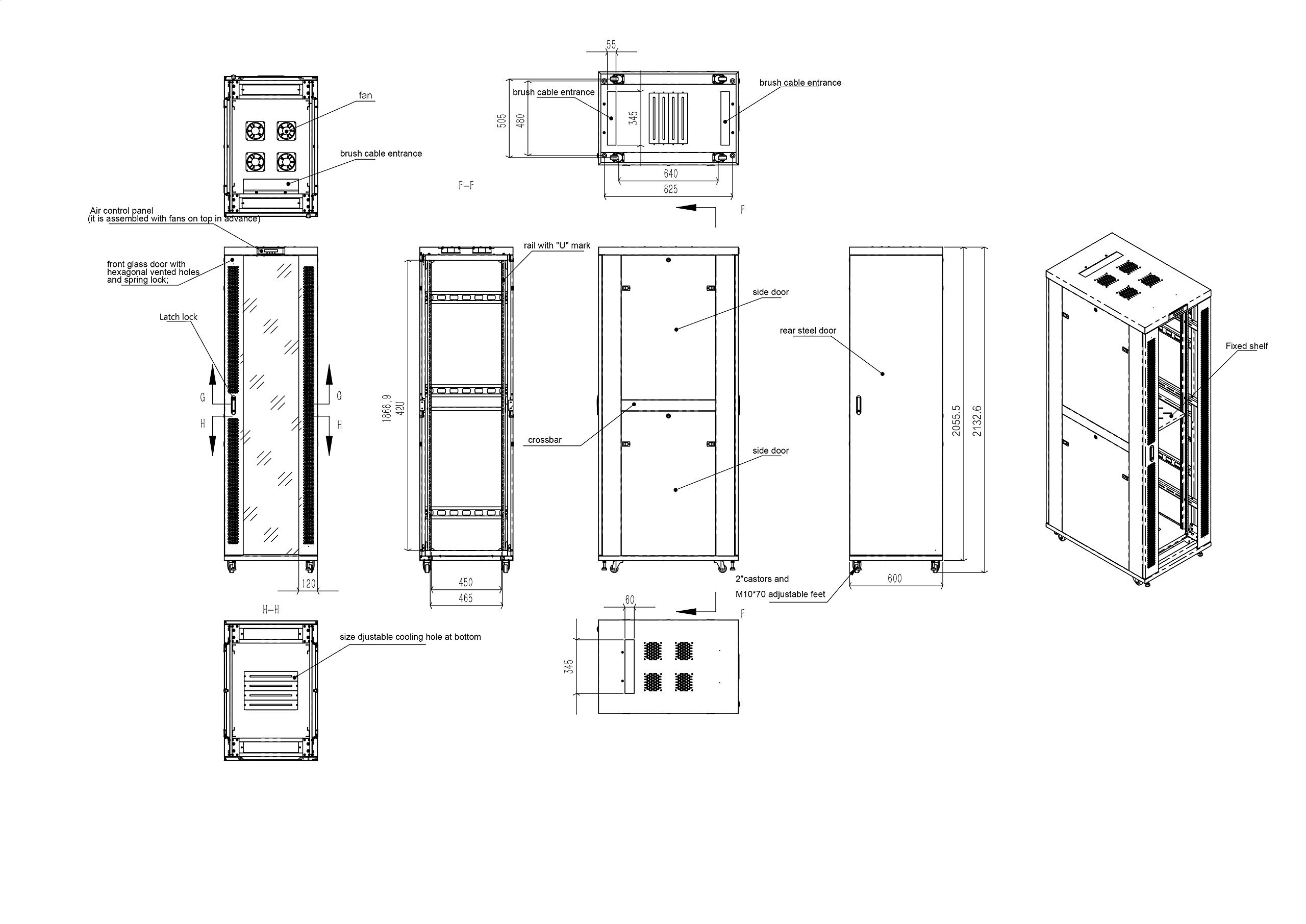 Sysracks 42U Server Rack Cabinet – 35" Deep Free Standing IT Enclosure with Air Control System, 4 Fans, PDU, Glass Door, Lockable Side Panels, and 1 Shelf for 19" Mount Equipment