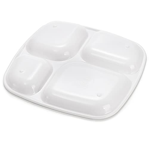 Dicunoy 8 PCS Divided Meal Tray, 10 Inch Melamine Dinner Plates for Adults, Sectional 4 Compartments Portion Control Plate Reusable Serving Platter for Salad, Noodles, Kids, Camping, Picnics