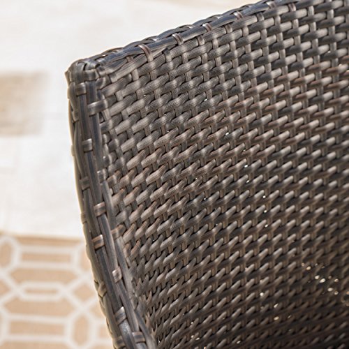 Christopher Knight Home Mirage Outdoor Wicker Stacking Dining Chairs, 4-Pcs Set, Multibrown