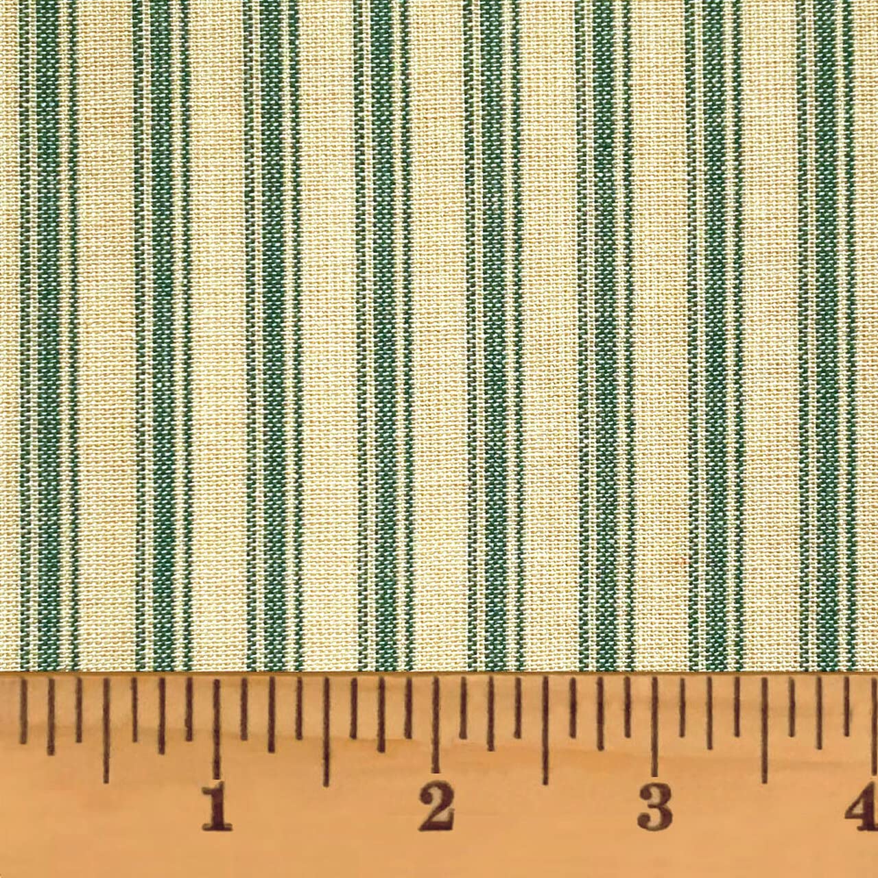 Timber Green Ticking Stripe Cotton Homespun Fabric by JCS - Sold by The Yard