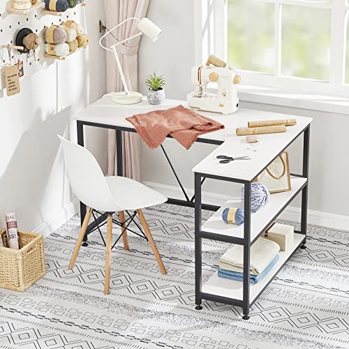 GreenForest L Shaped Desk 47 inch Reversible Corner Gaming Computer Desk with Storage Shelves and 49.2 inch Large Tall 4 Tier Printer Stand with Storage Shelf
