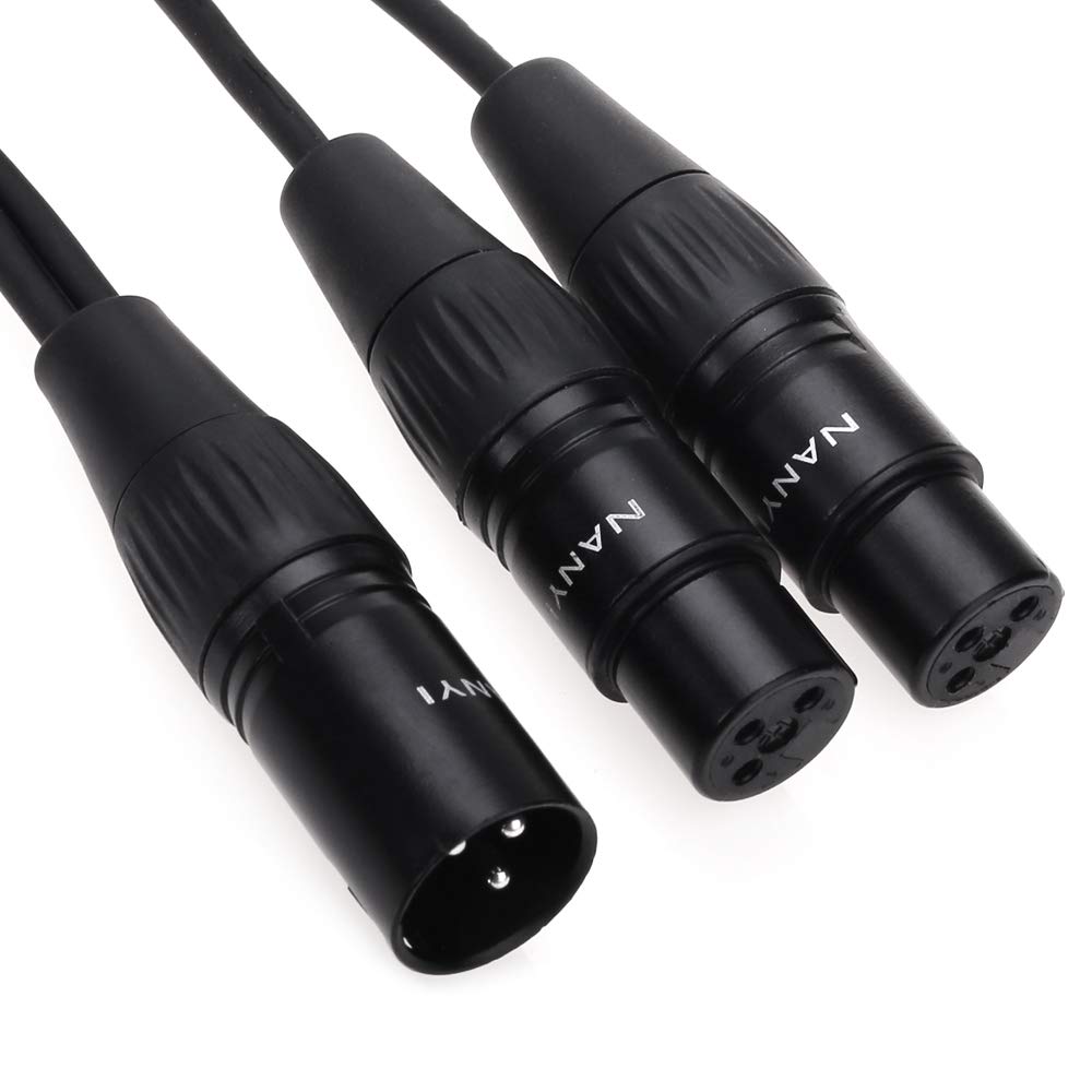NANYI XLR Splitter Microphone Cable XLR to XLR Patch Cables 3-Pin XLR Male to Dual XLR Female Y Cable Adaptor mic Cable DMX Cable Patch Cords with Oxygen -5FT