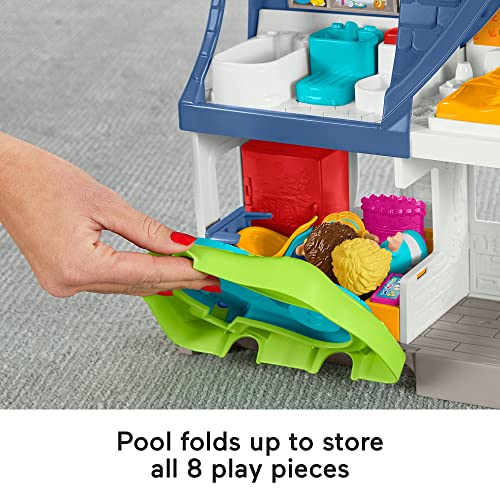 Fisher-Price Little People Toddler Play House with Lights Music & Smart Stages Learning Content, 2 Figures 6 Play Pieces, UK English Version, HCJ66