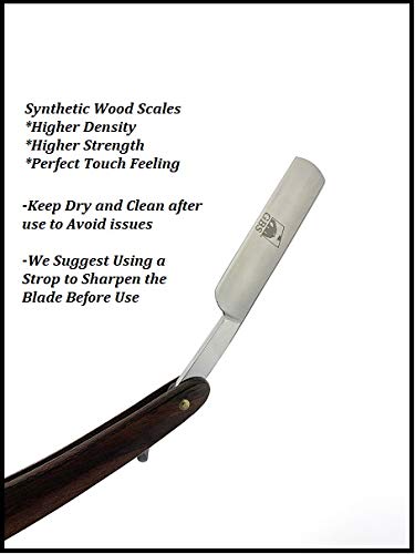 G.B.S Wooden Handle Straight Edge Stainless Steel Barber Shaving Straight Razor, Handmade, Extra Sharp With Leather Razor Travel Case