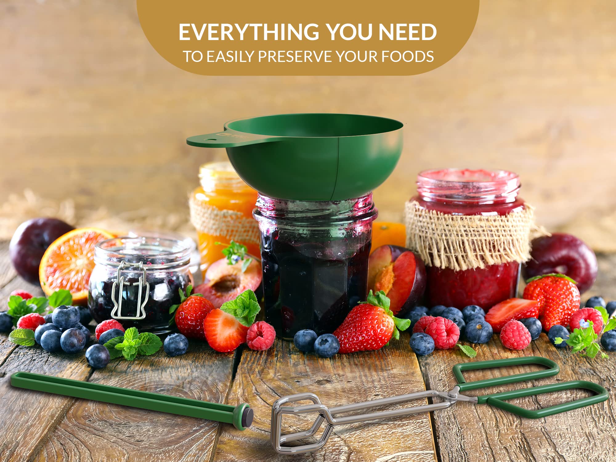BELLA COOKS Canning Supplies Starter Kit - 7-in-1 Canning Set - Incl. Canning Funnel, Canning Rack, Canning Jar Lifter, Jar Wrench, Tongs & more