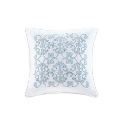 Madison Park Celeste Comforter Set-Textured Luxury Design All Season Down Alternative Bedding, Matching Sham, Decorative Pillows, Queen(90"x90"), White 5 Piece