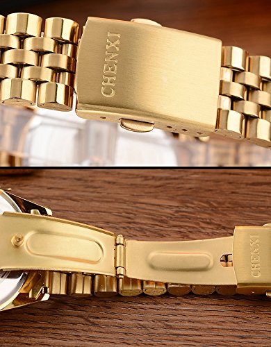 DREAMING Q&P Classic Golden Stainless Steel Unisex Luxury Quartz Wrist Watches Gold