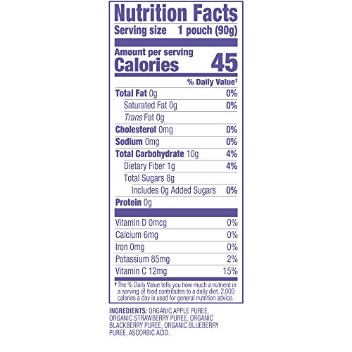 Plum Organics, Smoothie Mashups, Organic On-The-Go Squeeze Kids Snacks, Applesauce, Stawberry, Blackberry & Blueberry, 3.17 Ounce (Pack of 24) - Packaging May Vary
