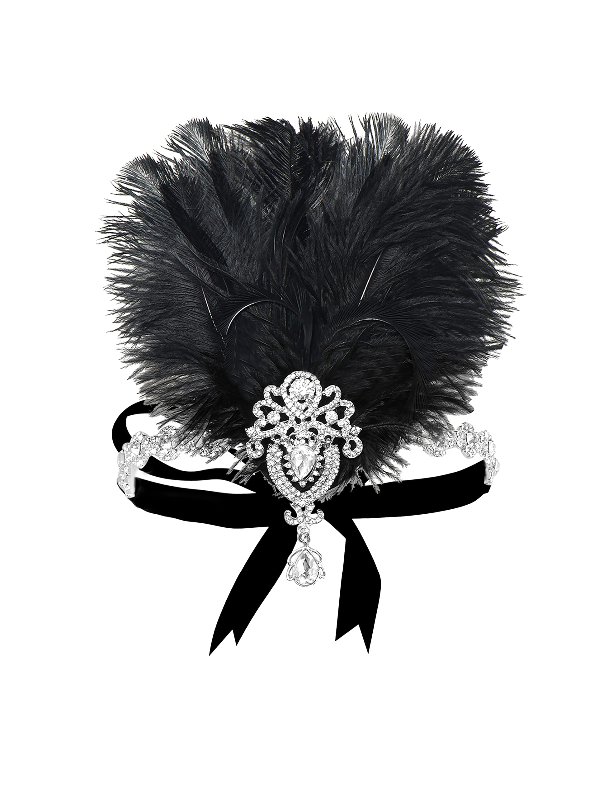 BABEYOND Women's Ostrish Feather Crystal Headband Feather Headband Flapper Headpiece 1920s