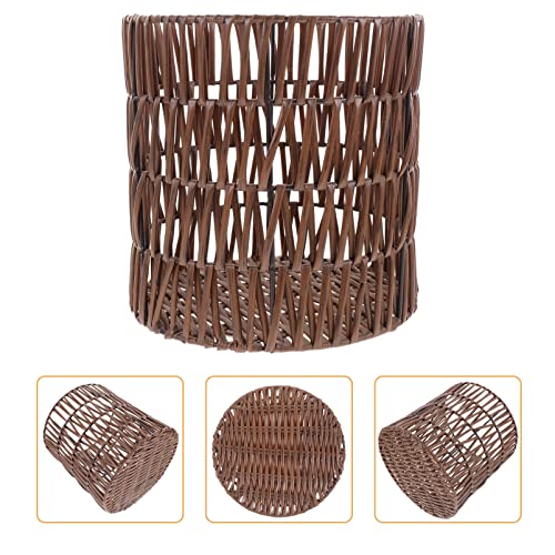 Didiseaon Basket Baskets Woven Trash Can Seagrass Waste Basket Round Garbage Bin Container Laundry Hamper Planter Pot Vase Wicker Storage Basket for Bathroom Kitchen Brown Laundry Woven