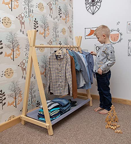 Children wardrobe, Montessori Teepee Style Clothing Rack with Storage, Shop display rack