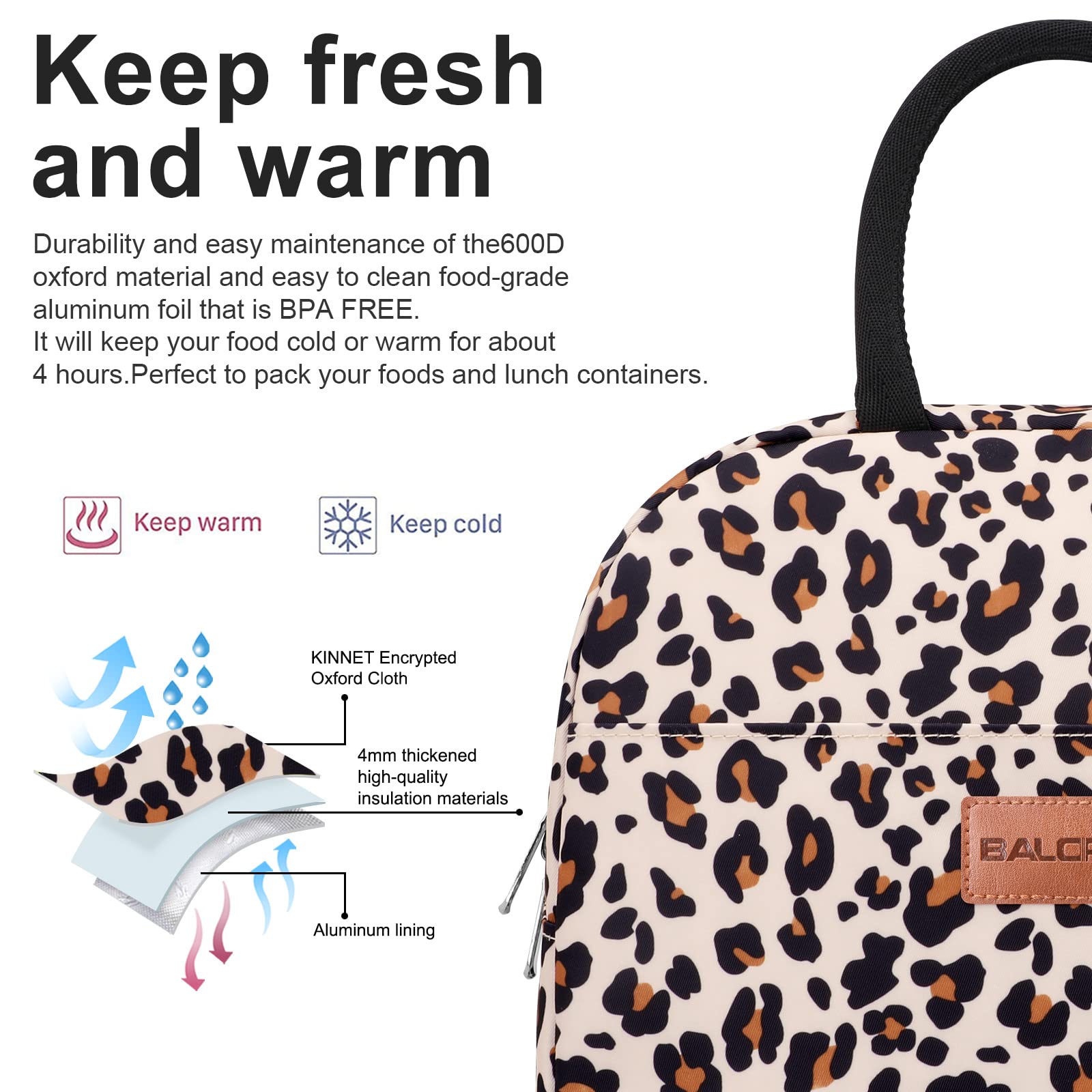 BALORAY Lunch Bag Women Men, Double Deck Lunch Box Insulated Lunch Bag for Adults Work Office Picnic, Leakproof Cooler Bag with Adjustable Shoulder Strap
