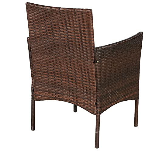 BTEXPERT Space Saving Outdoor Wicker Conversation 3 Piece Bistro Set Garden Patio Yard Porch Furniture Pe Rattan Two Chairs Cushions Side Storage Table Brown/Aqua Blue