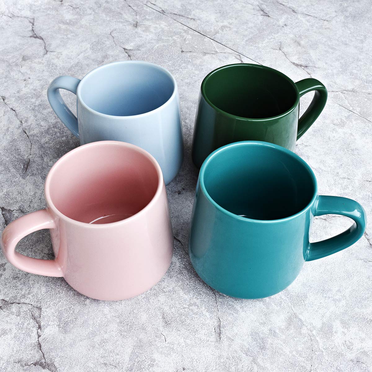 Bosmarlin Large Glossy Ceramic Coffee Mug, Pink Tea Cup for Office and Home, 18 oz, Suitable for Dishwasher and Microwave, 1 Pack (Pink)