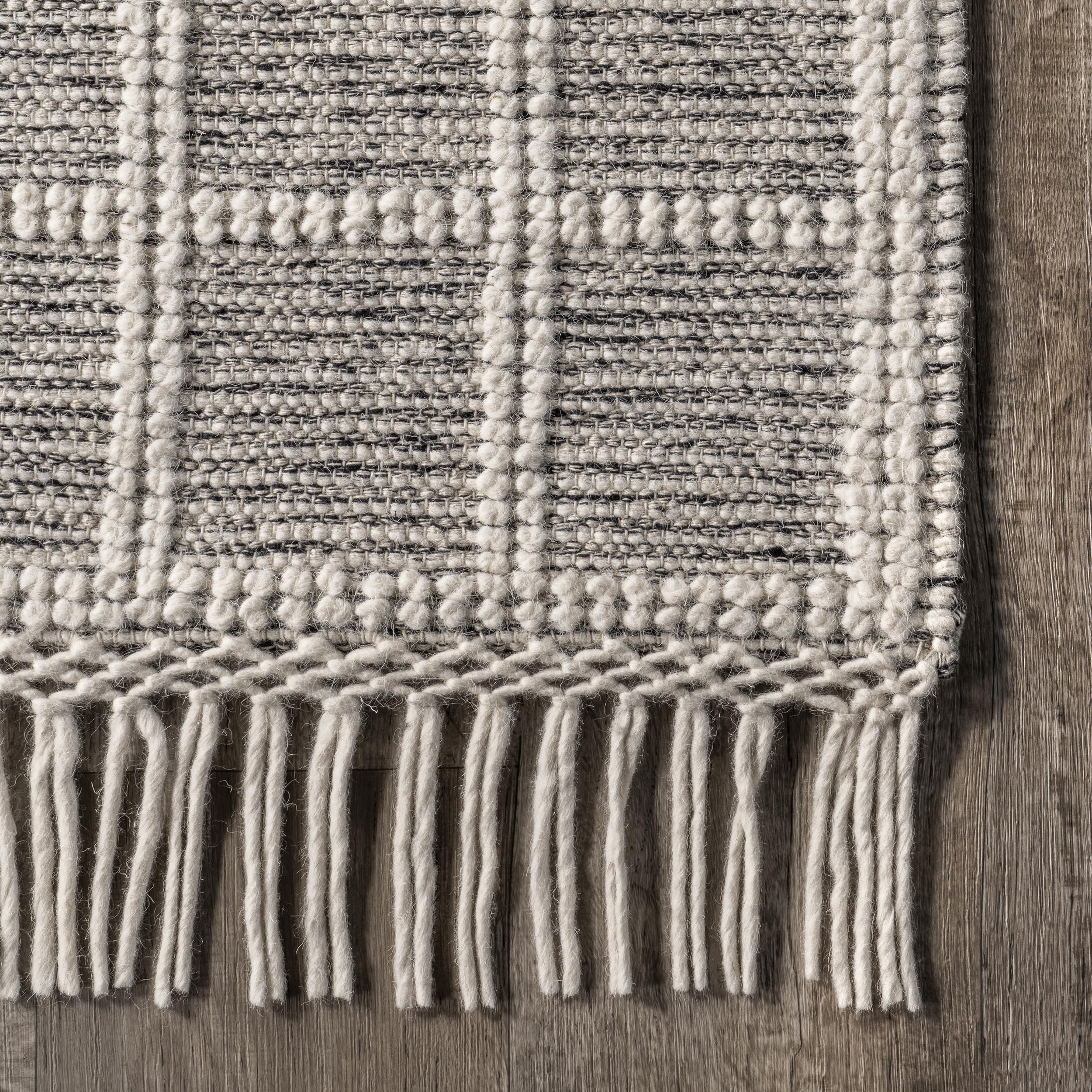 nuLOOM Huia Striped 8x10 Wool Area Rug for Living Room Bedroom Dining Room, Ivory