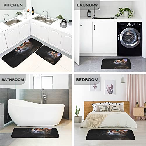 Bengal Cat Kitchen Rugs and Mat 2 Pieces Set Cushioned Anti Fatigue Kitchen Mat Non Slip Doormat Runner Carpet Washable Farmhouse Decor for Home Kitchen Hallway Bedroom