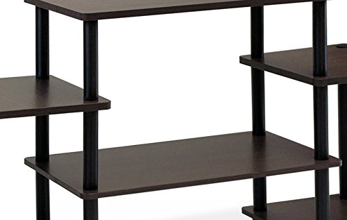 Furinno Turn-N-Tube No Tools Entertainment TV Stands, Dark Brown/Black