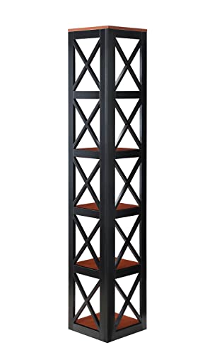 Convenience Concepts Oxford 5 Tier Corner Bookcase, Cherry / Black