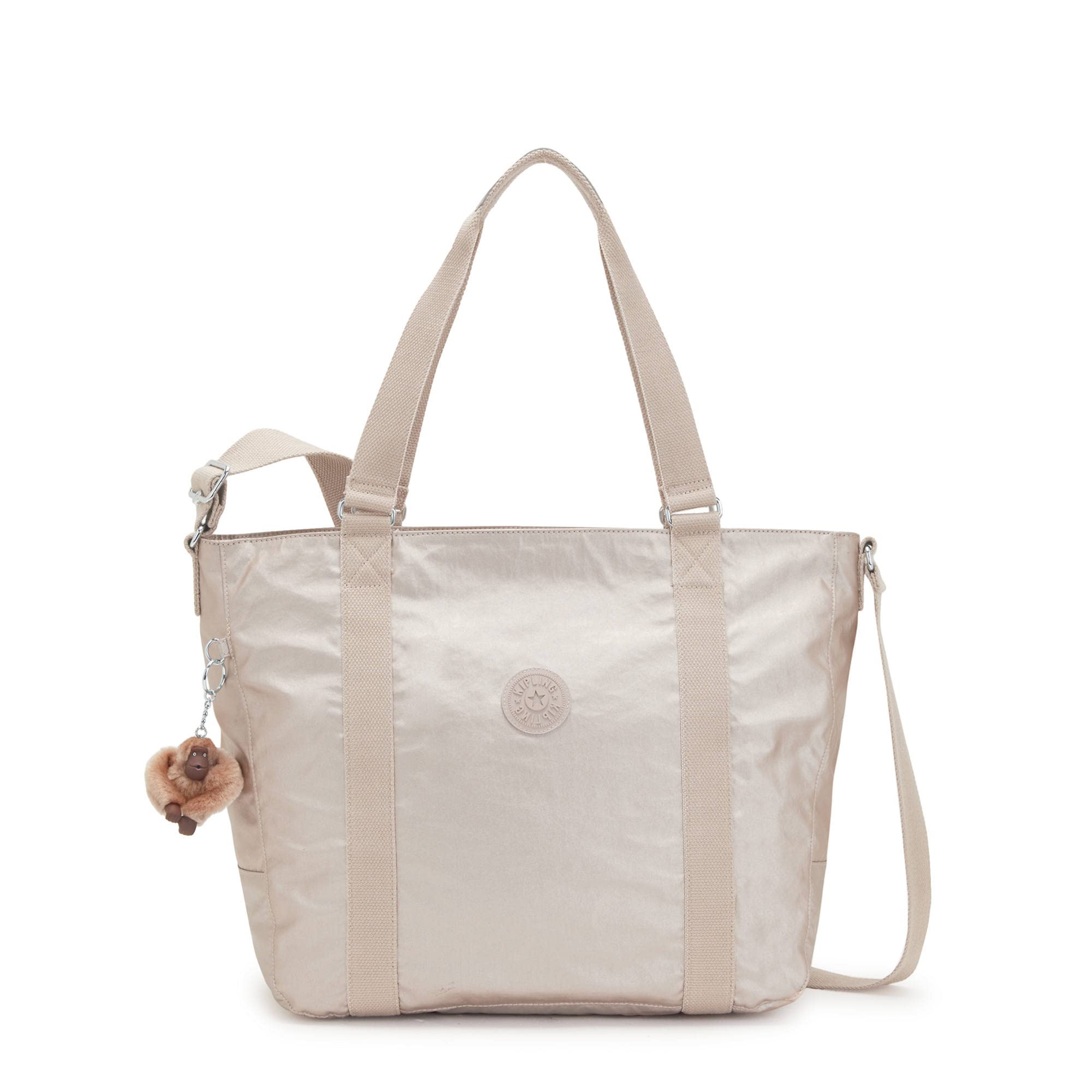 Kipling Adara Metallic Tote Bag Quartz Metallic