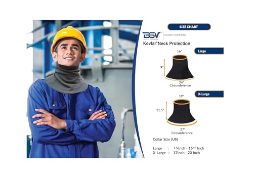 BSV Welding Neck Protector - Cut, Scratch, Flame & Heat Resistant, 100% made with Double Layered DuPont Kevlar - Unisex, Large, Yellow