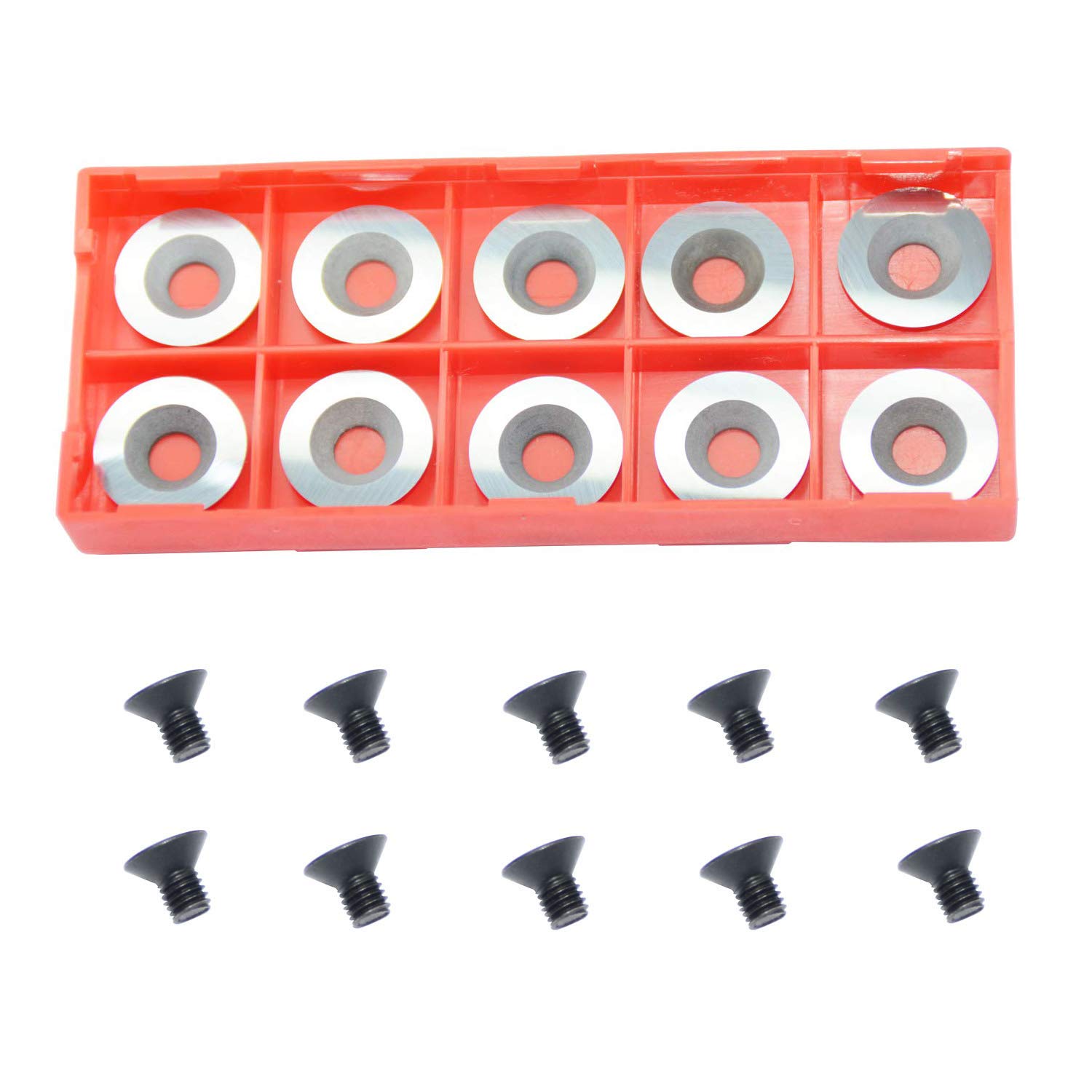 Ci0 16mm Round Carbide Inserts Cutters Knifes Indexable Replacement with Screws Fits For Full And Pro Size Popular DIY Wood Turning Finisher Hollower Tools Woodworking Lathe 10pcs