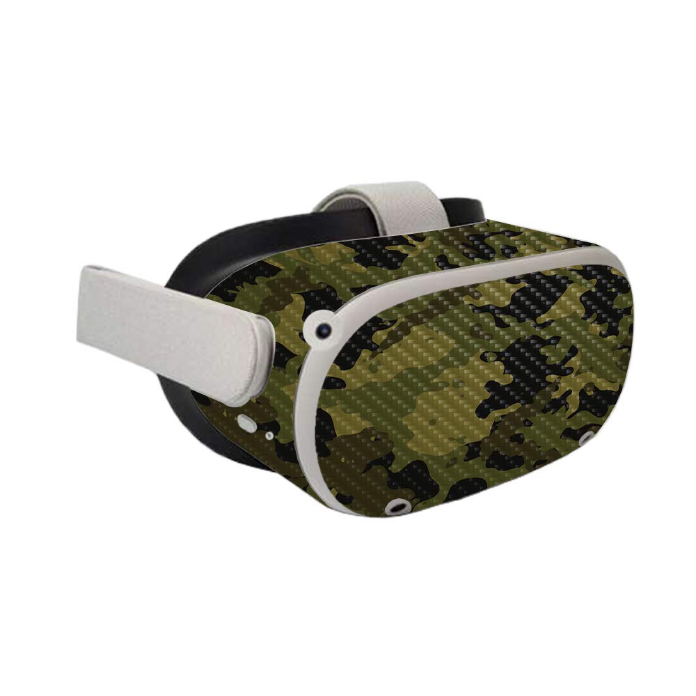 MightySkins Carbon Fiber Skin Compatible with Oculus Quest 2 - Green Camouflage | Protective, Durable Textured Carbon Fiber Finish | Easy to Apply | Made in The USA