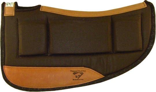 Diamond Wool Contoured Pressure Relief Western Saddle Pad with Shims for Horses 30x30 Round — 1" Thickness, Pacific