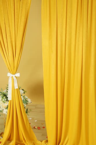 Cytdkve 2 Panels 4.8 Feet x 10 Feet Gold Velvet-Like Wedding Backdrop Curtain Drapes, Silky Soft Window Curtains Panels for Wedding Ceremony Birthday Party Decorations