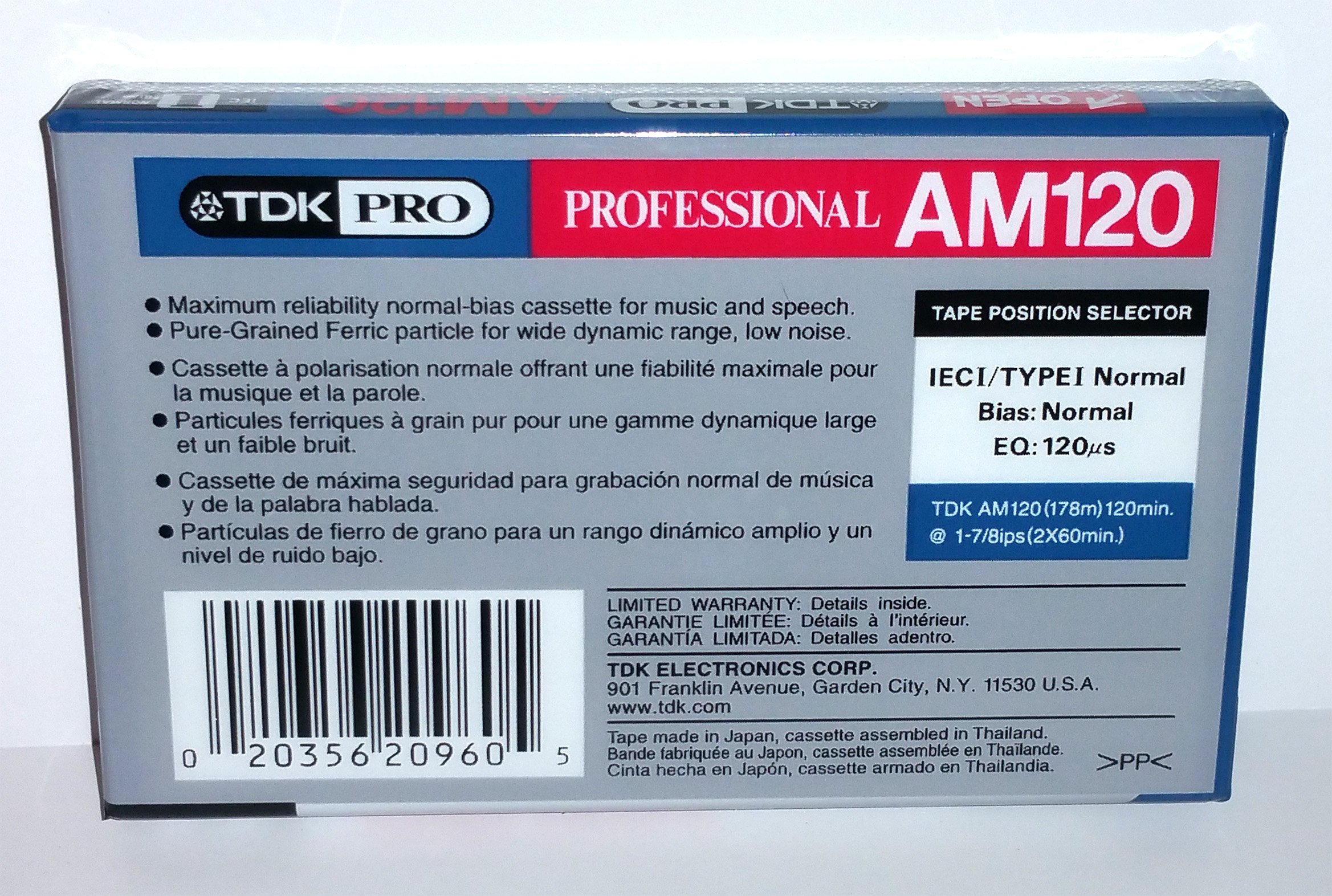 TDK Pro Professional AM120 Acoustic Master IEC I/Type I Normal Position Pure Grained Ferric Oxide Audio Cassette Tapes - Box of 10