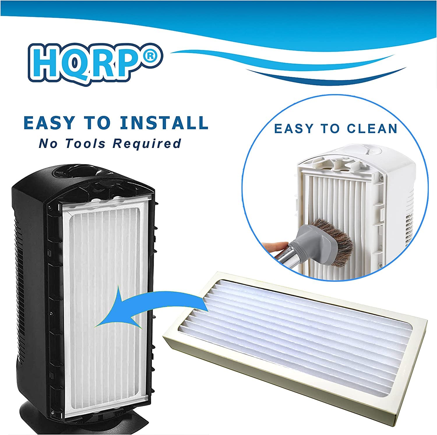 HQRP 2-Pack Filter Compatible with Hamilton Beach 04383 04384 04385 04386 TrueAir Compact Pet, 990051000 Replacement