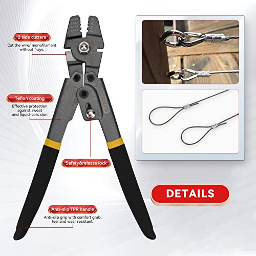 CENYB Up To 2.2mm(3/64 1/16 5/64 Inch) Teflon Coating Anti-Rust and Anti-Corrosion Wire Rope Crimper Fishing Crimping Tool