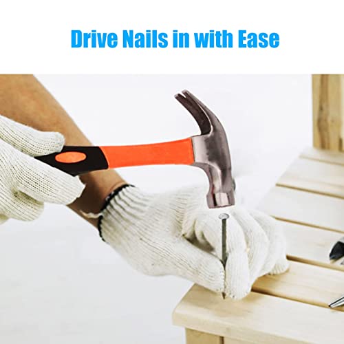 ZUZUAN 2 Piece Hammer Set,includes 1 Pack 8 OZ Mini Stubby Claw Hammer and 1 Pack 16 OZ Fiberglass General Purpose Claw Hammer,Soft Nonslip Handle & Heat Treated Head,Heavier for Higher Hardness